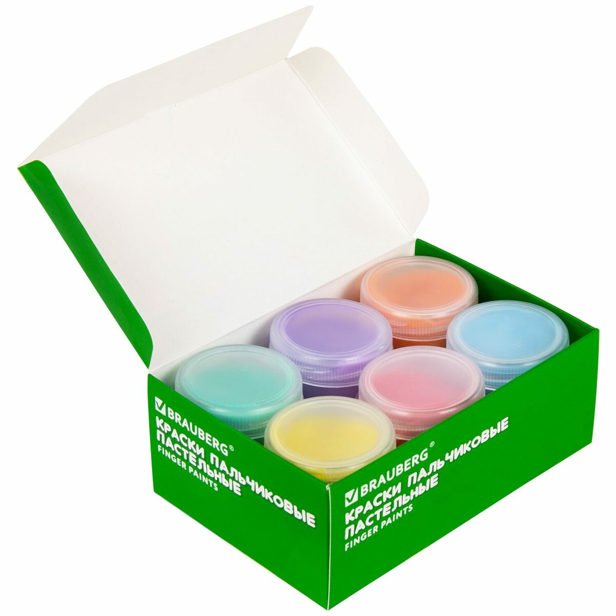 Краски пальчиковые 6 цветов Brauberg Kids, по 40мл (192398)