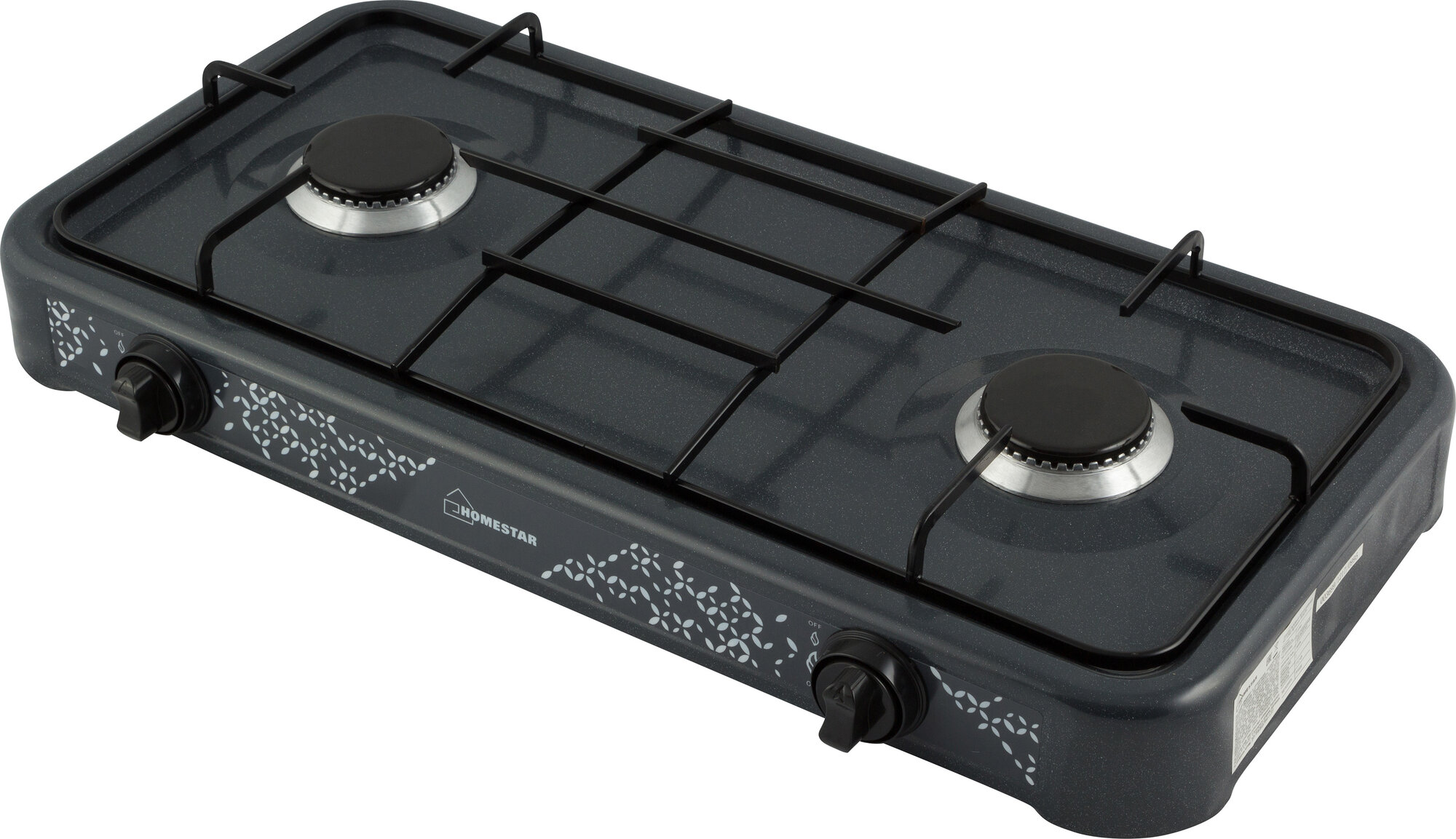 Плита газовая настольная HOMESTAR HS-1202, 2 конфорки, цвет: черный