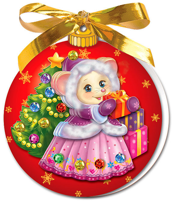 Клевер АБ 23-516-HX28 Набор новогодних шаров Мышь декоративное украшение ёлки для праздника