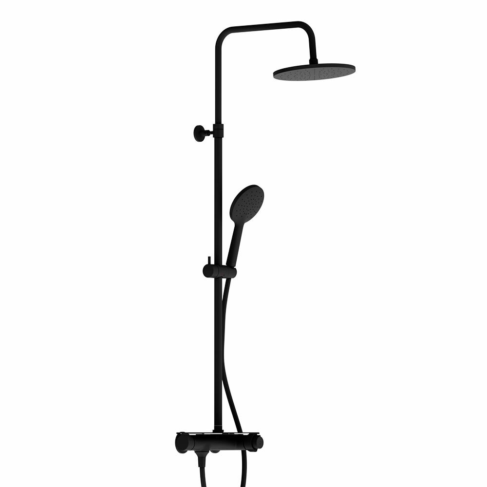 Душевая система с душевым термостатическим смесителем-полкой Damixa Jupiter 977750300, Черный