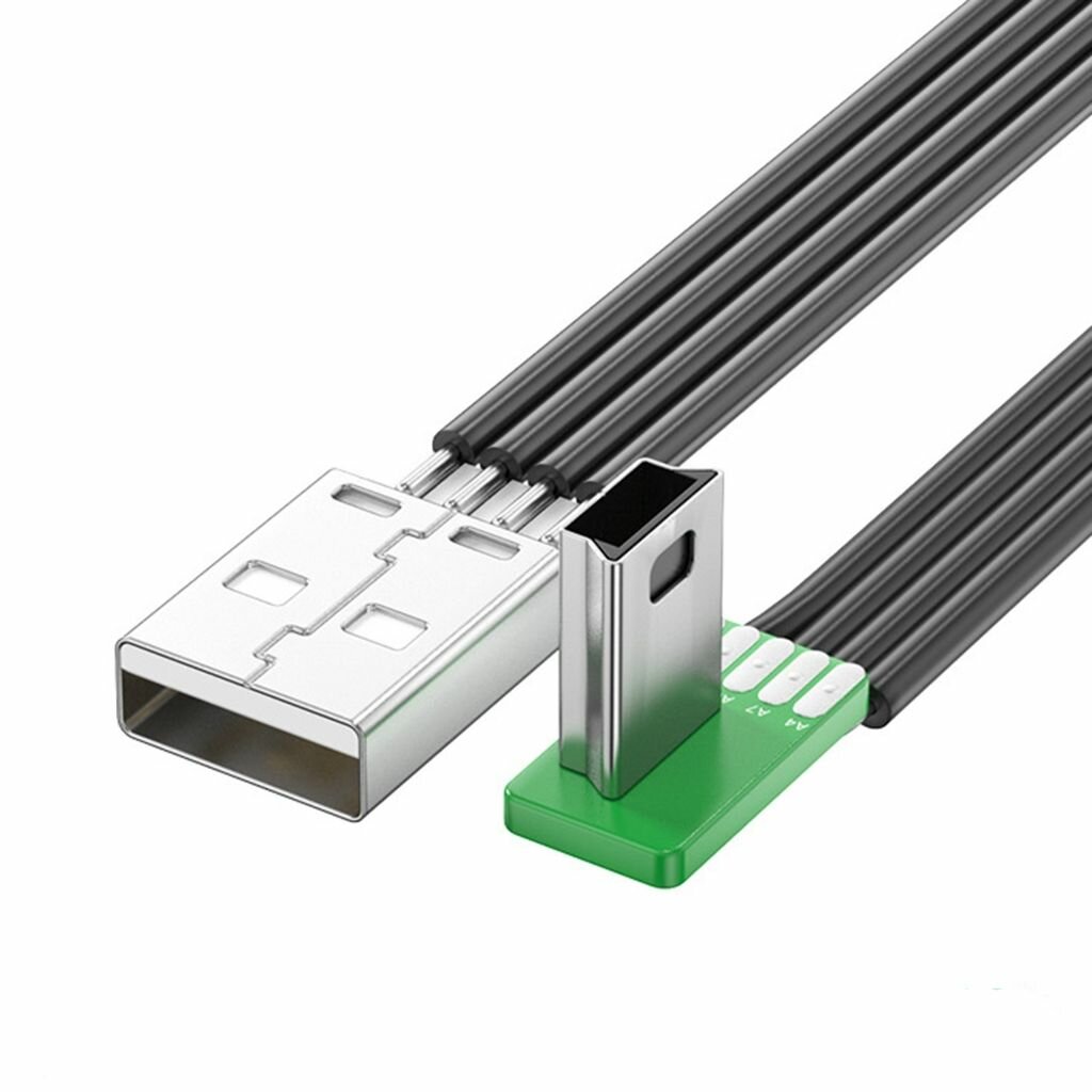 Кабель USB Direct Mini USB, плоский силиконовый, 2 м, правосторонний