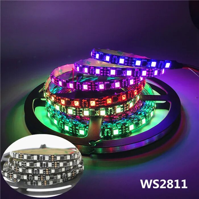 HEGUOGUO RGB Светодиодная лента WS2812B 12В 30/60/144 LEDs DC12V WS2811, IP30, 1m 30leds
