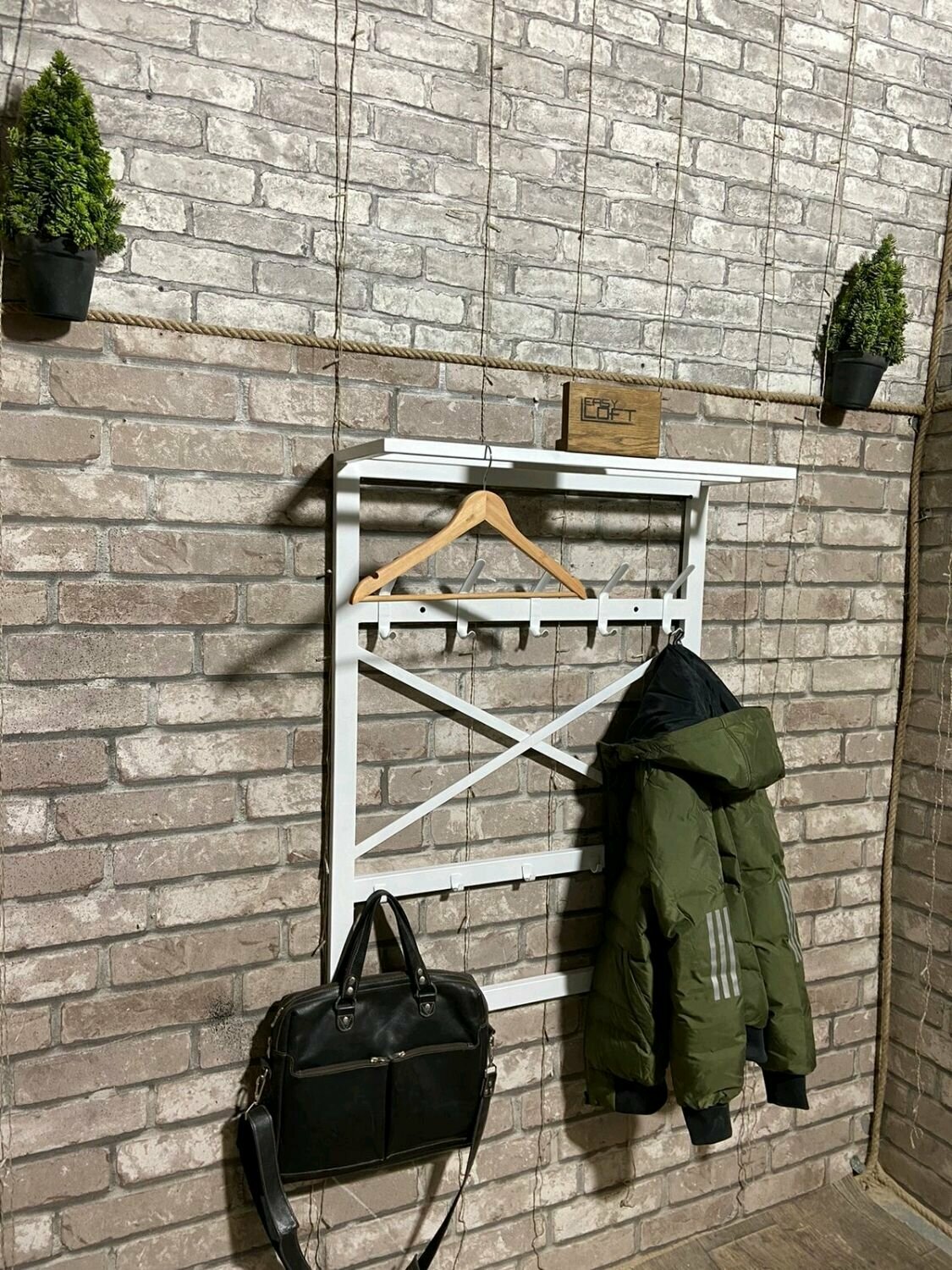 Вешалка "EasyLOFT" в стиле лофт, настенная, для верхней одежды, 10 крючков, 75х25х100 см.