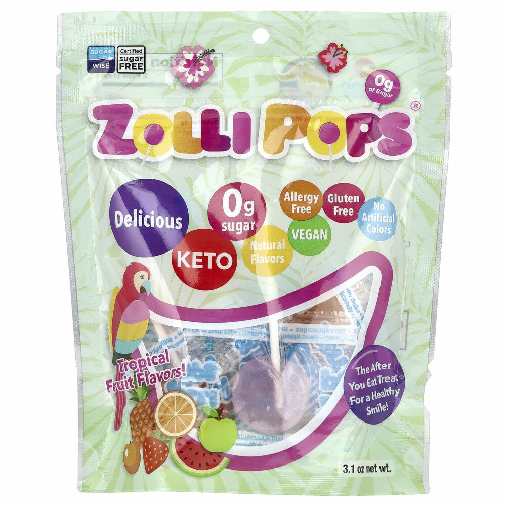 Zollipops, Original Clean Teeth Candy®, со вкусом тропических фруктов, 3,1 унции