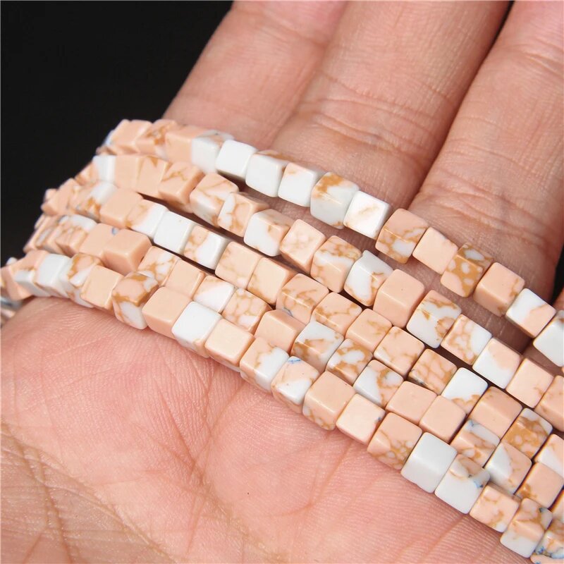 Бусины кубик, желто-белые, 6 мм (60 шт.)