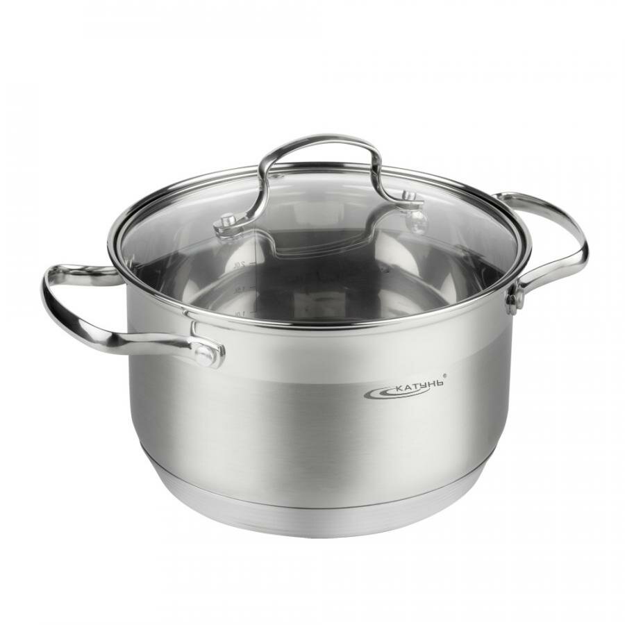 Кастрюля 2,5 л катунь гамма, КТ20-D-18, нерж. сталь, комбинированная полировка