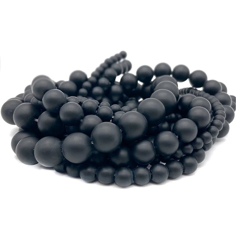 Натуральные бусины Амазонит Тигровый Глаз Кварц Агаты 4 6 8 10 Черный, 6mm(about 60pcs), Matte Black