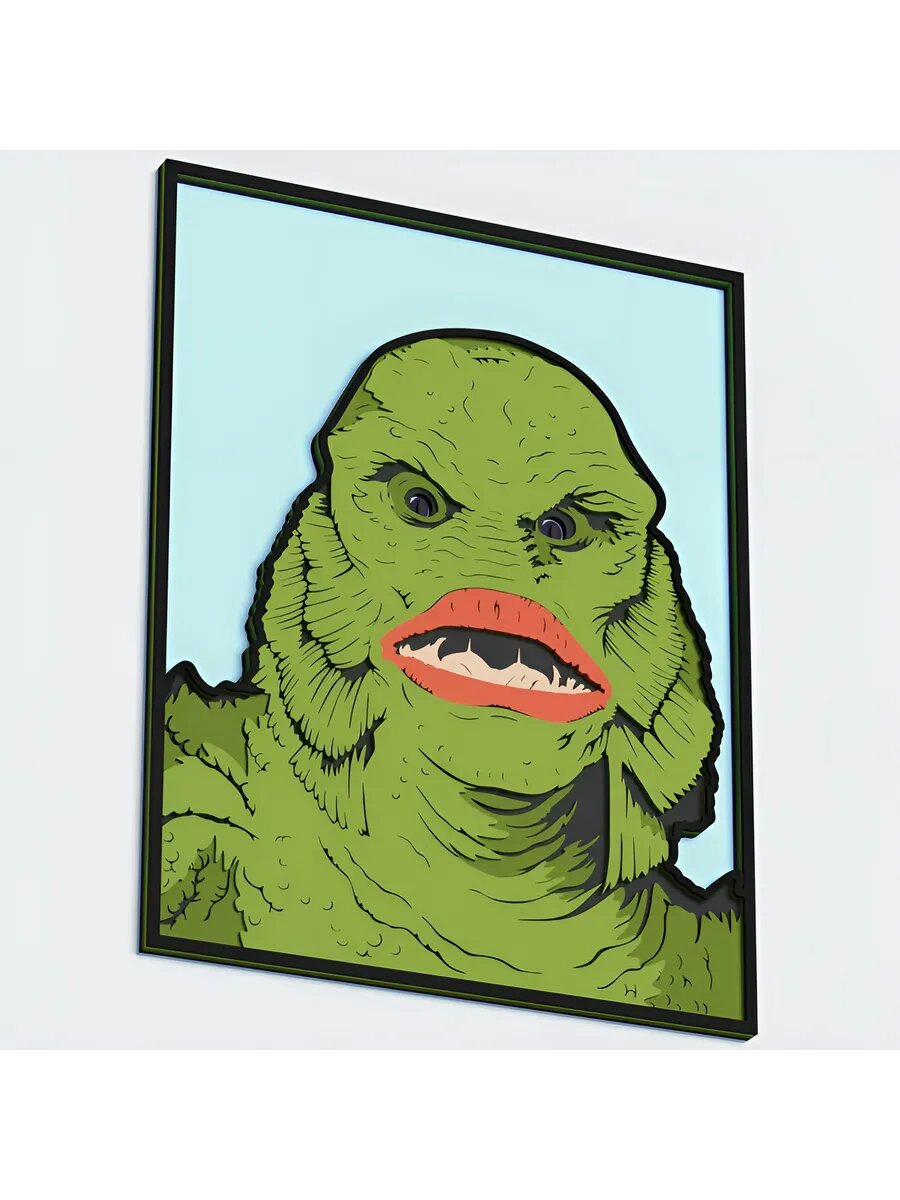 3D Картина по номерам из дерева Существо (Чёрная лагуна)