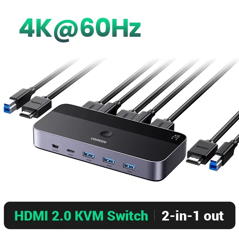 UGREEN HDMI KVM Switch 4K@60Hz 2 портов