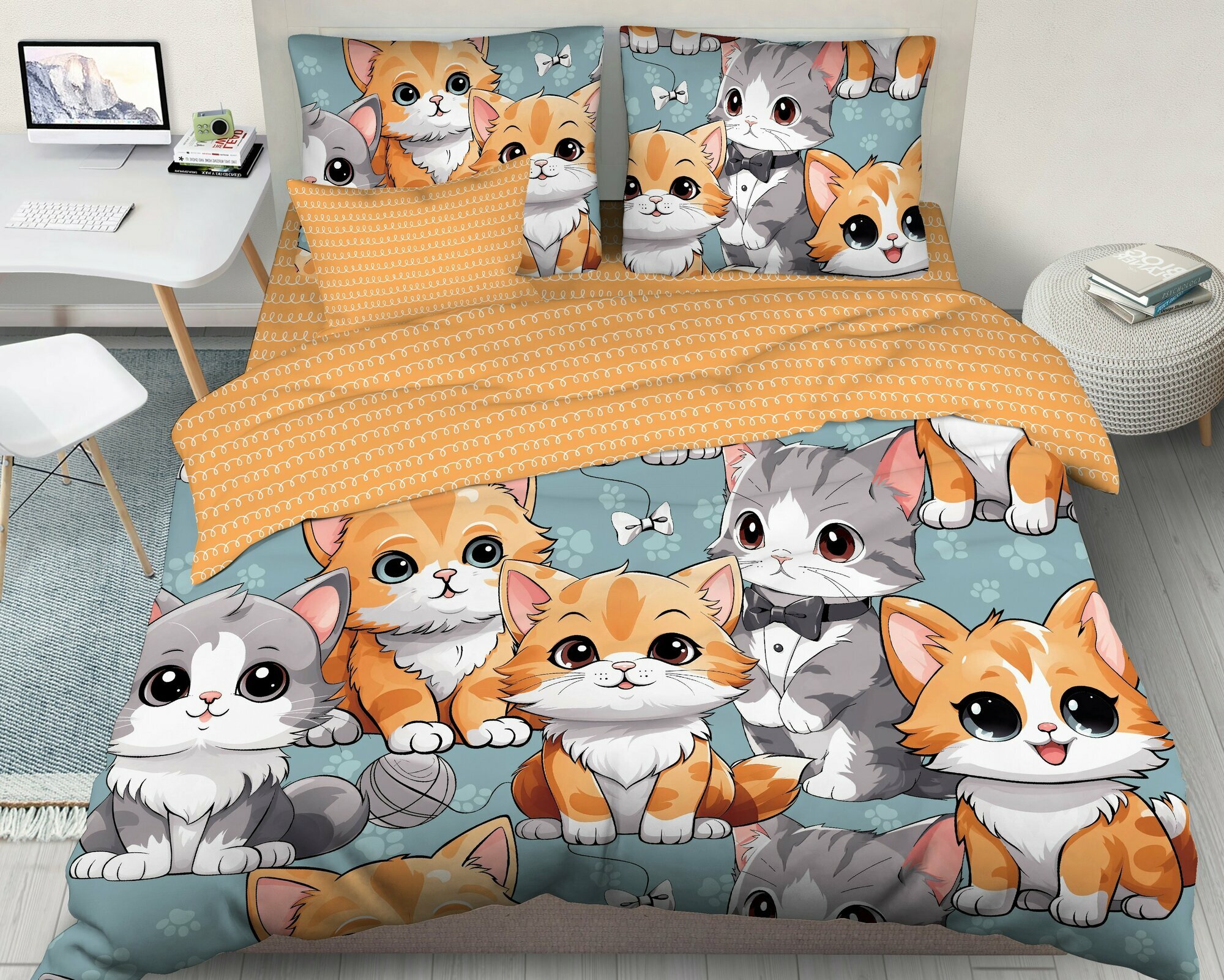 Комплект постельного белья "cats", 1,5-спальный, поплин, хлопок 100%