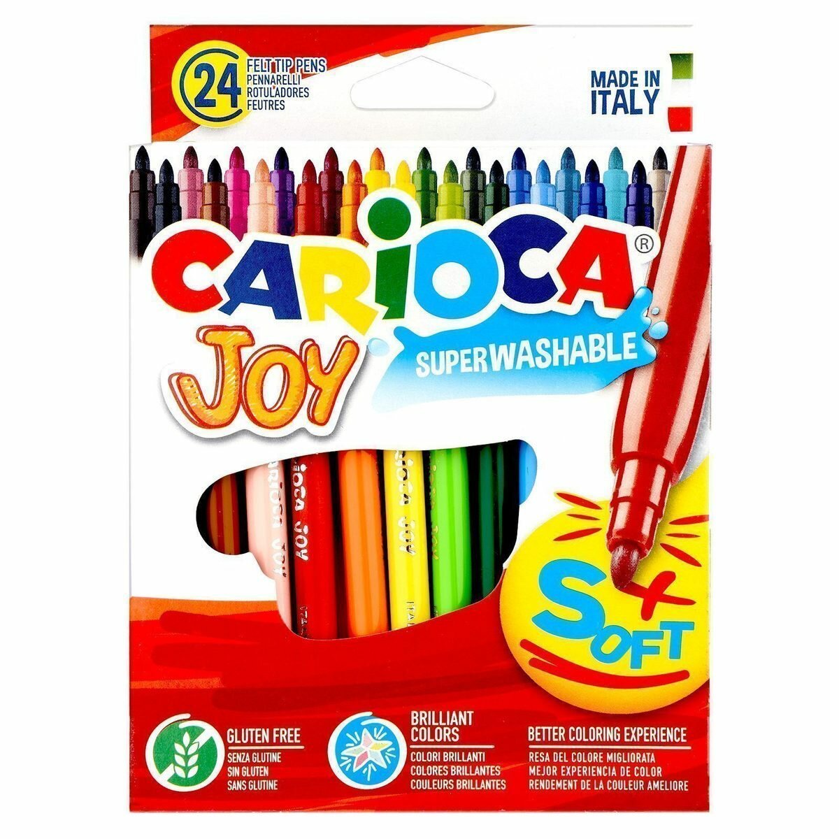 Набор фломастеров 24 цвета Carioca Joy (линия 1-2.6мм, смываемые, вентилируемый колпачок) картон. уп. (40615), 6 уп.