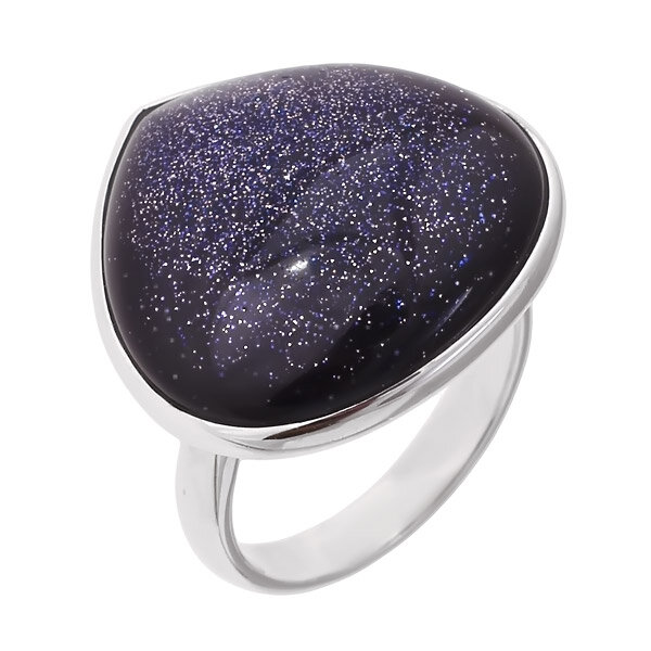 Перстень, серебро, 925 проба, родирование, авантюрин