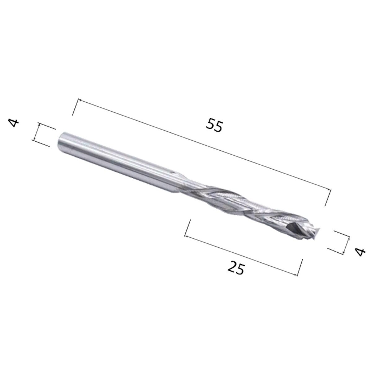 Фреза DJTOL N2FLX425 компрессионная спиральная двухзаходная (по дереву, композиту (АКП), пластику)