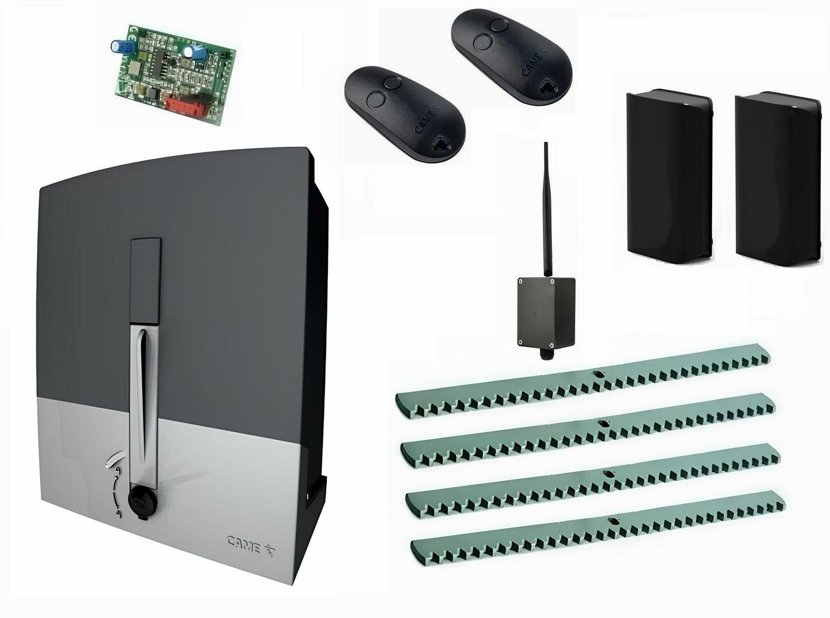 Автоматика для откатных ворот BXL04AGS KIT4-FA-BT, комплект: привод, радиоприемник, 2 пульта, фотоэлементы, 4 рейки, Bluetooth-модуль