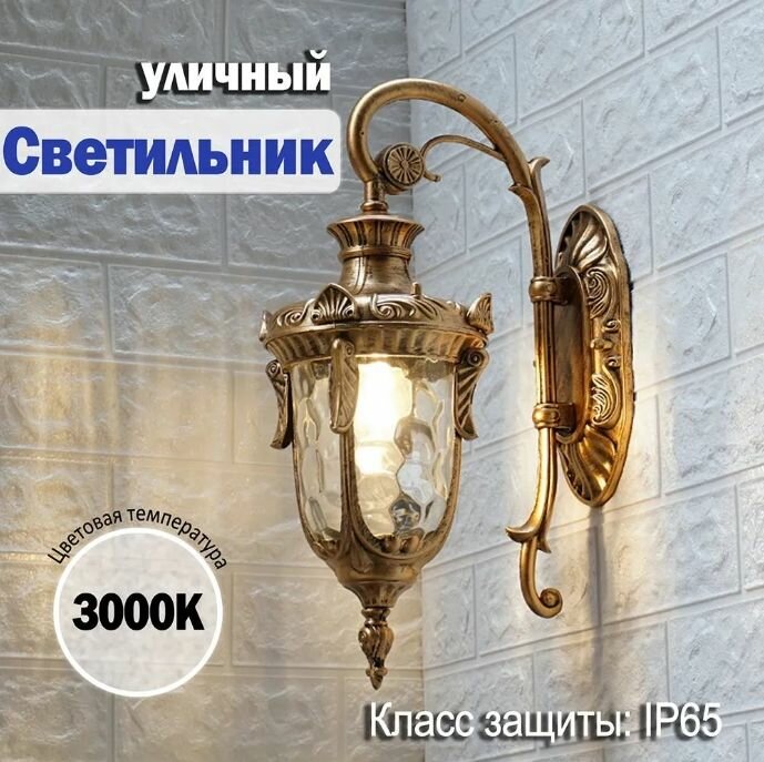 Уличный светильник настенный, садовое освещение 14W,3000K, Медь