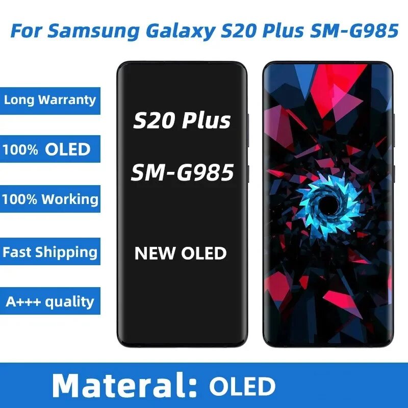 Новый OLED-дисплей для Samsung Galaxy S20+ PLUS 5G G985 G985F/DS ЖК-сенсорный S20Plus-OLED-silver