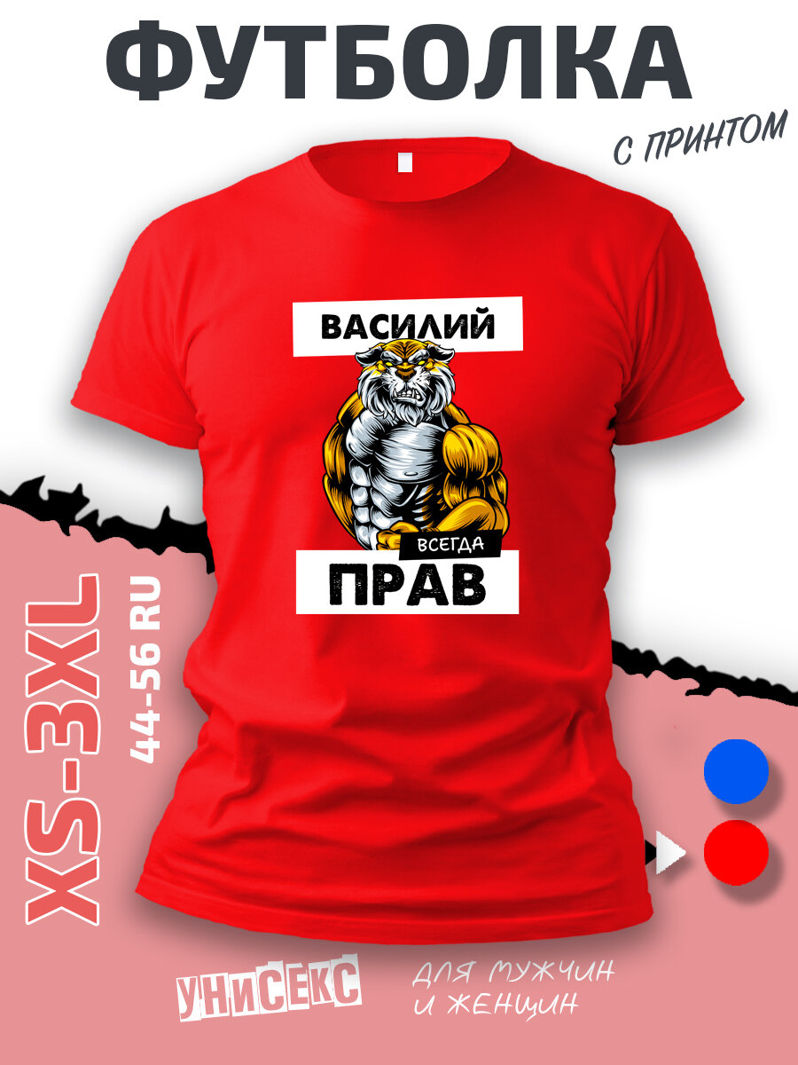 Футболка имя Василий Вася прав