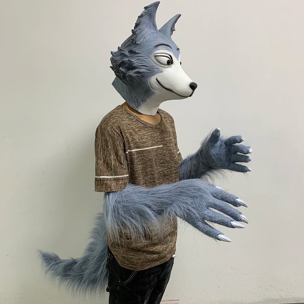 Маска Легоши из аниме Beastars, латекс Mask Glove Tail Set