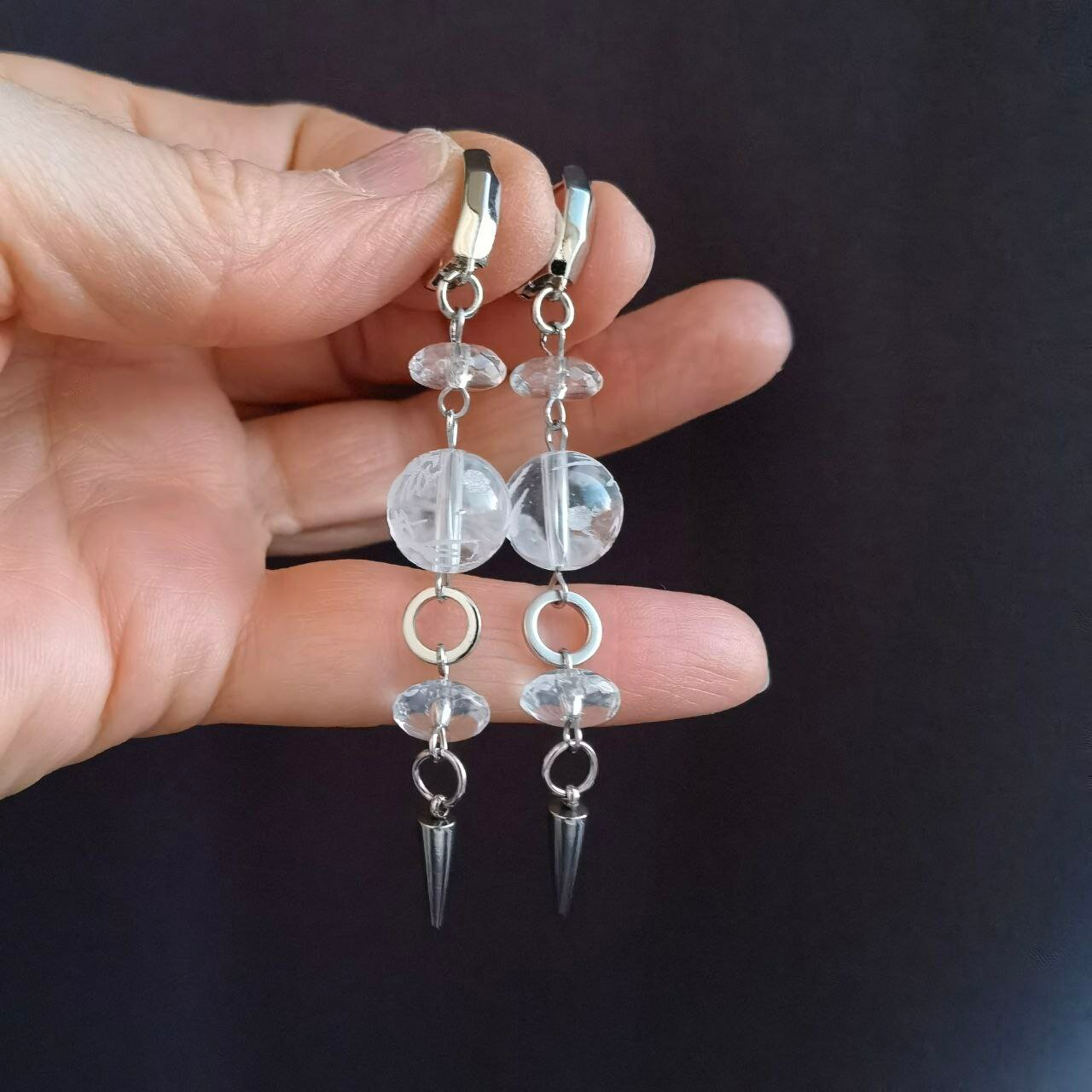 Серьги с подвесками, горный хрусталь