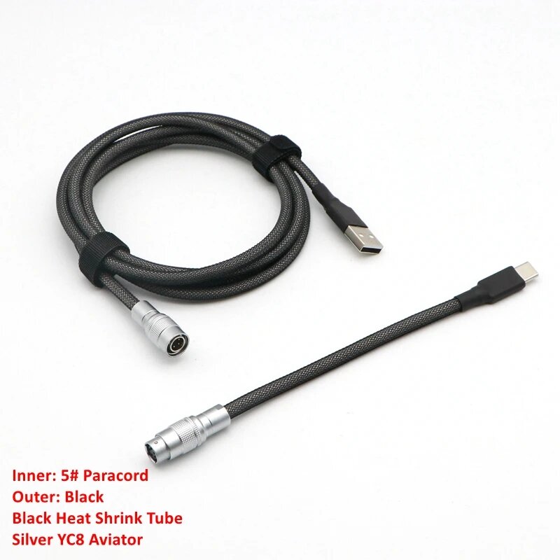 Кабель для механической клавиатуры Unyisi USB-Type-C с двойным рукавом Type-C, Dark Gray