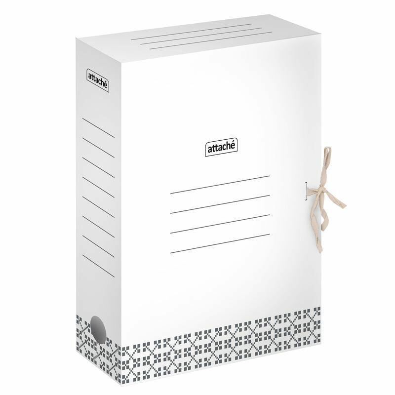 Короб архивный гофрокартон Attache на 2-х завязках (256x75x320 см) серый до 750 листов