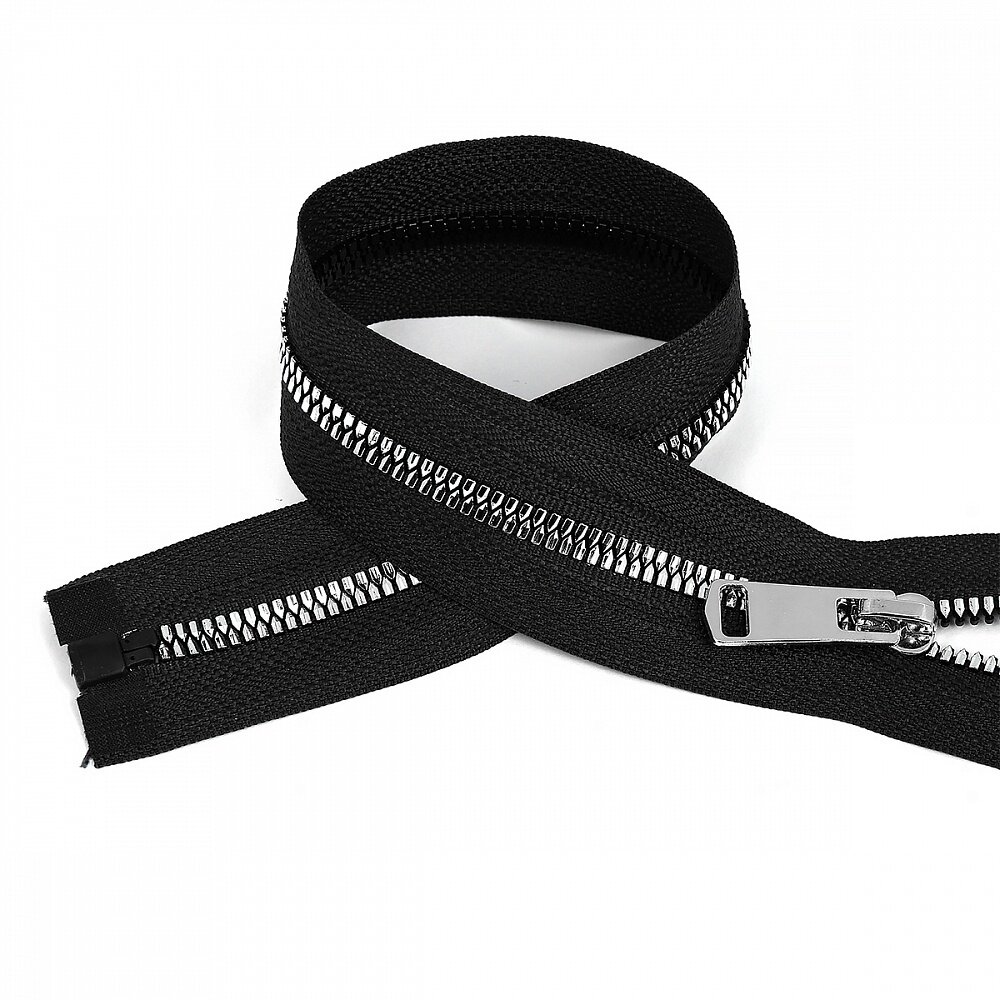 Молния MaxZipper Трактор, №5, 1 замок, 70 см, цвет черный, серебро, 10 шт (ТР5/ТН/70. TT. Черн/СЕР)