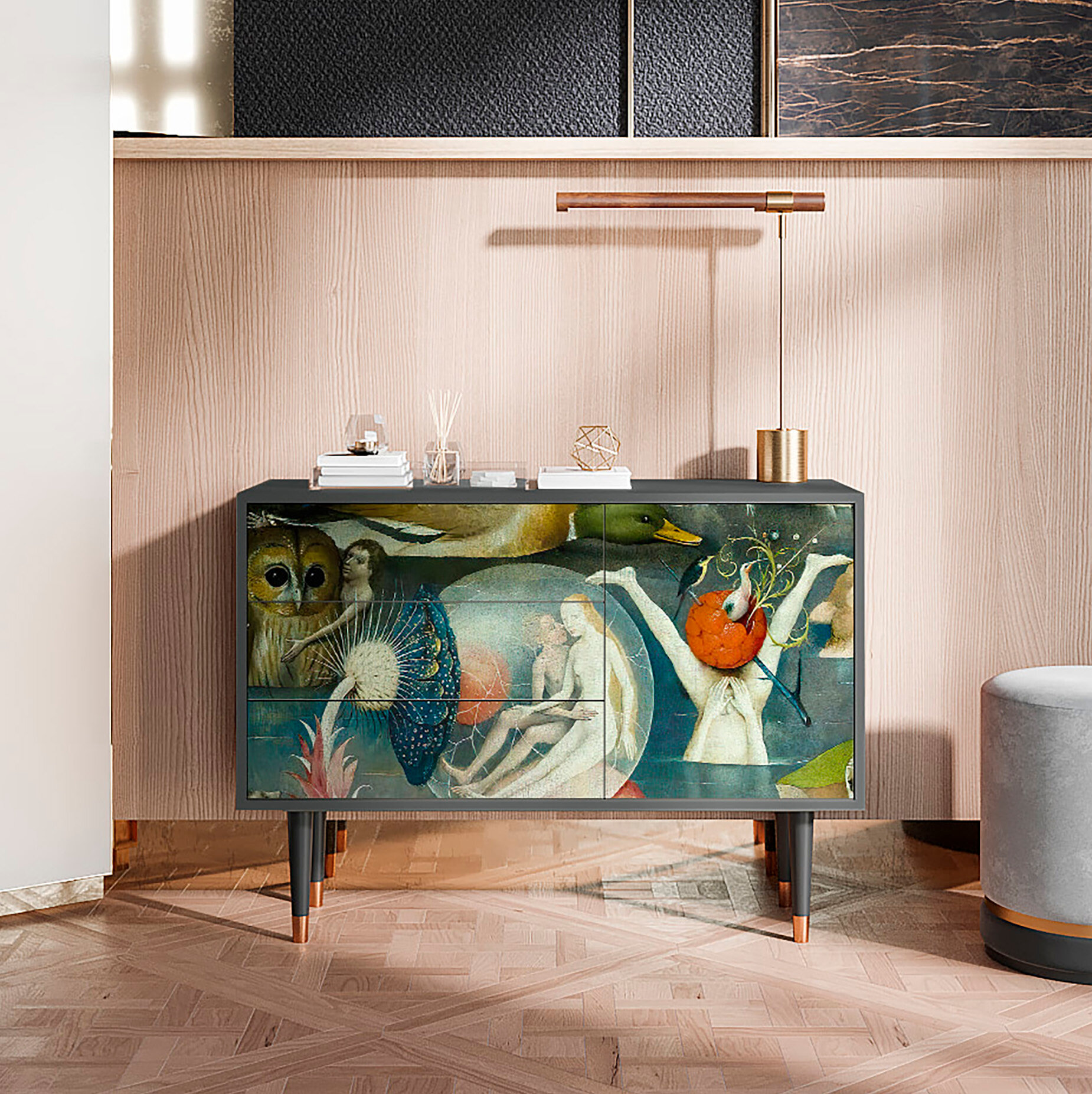 Комод - STORYZ - S3 The Garden Of by Hieronymus Bosch, Размер - 115 x 84 x 41 см, Цвет корпуса - , Антрацит