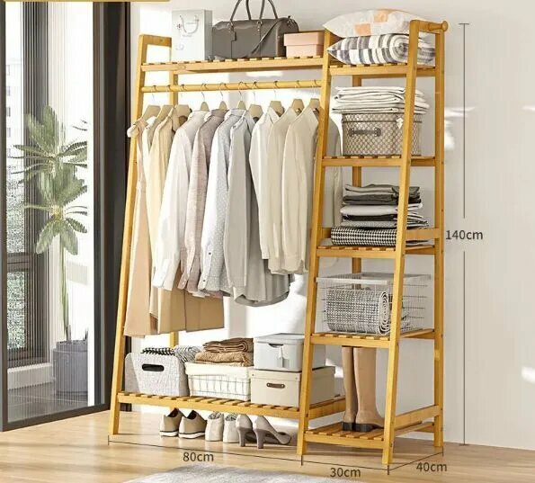 Floor-to-ceiling hangers, simple coat racks in bedrooms, multi-functional clothes storage racks