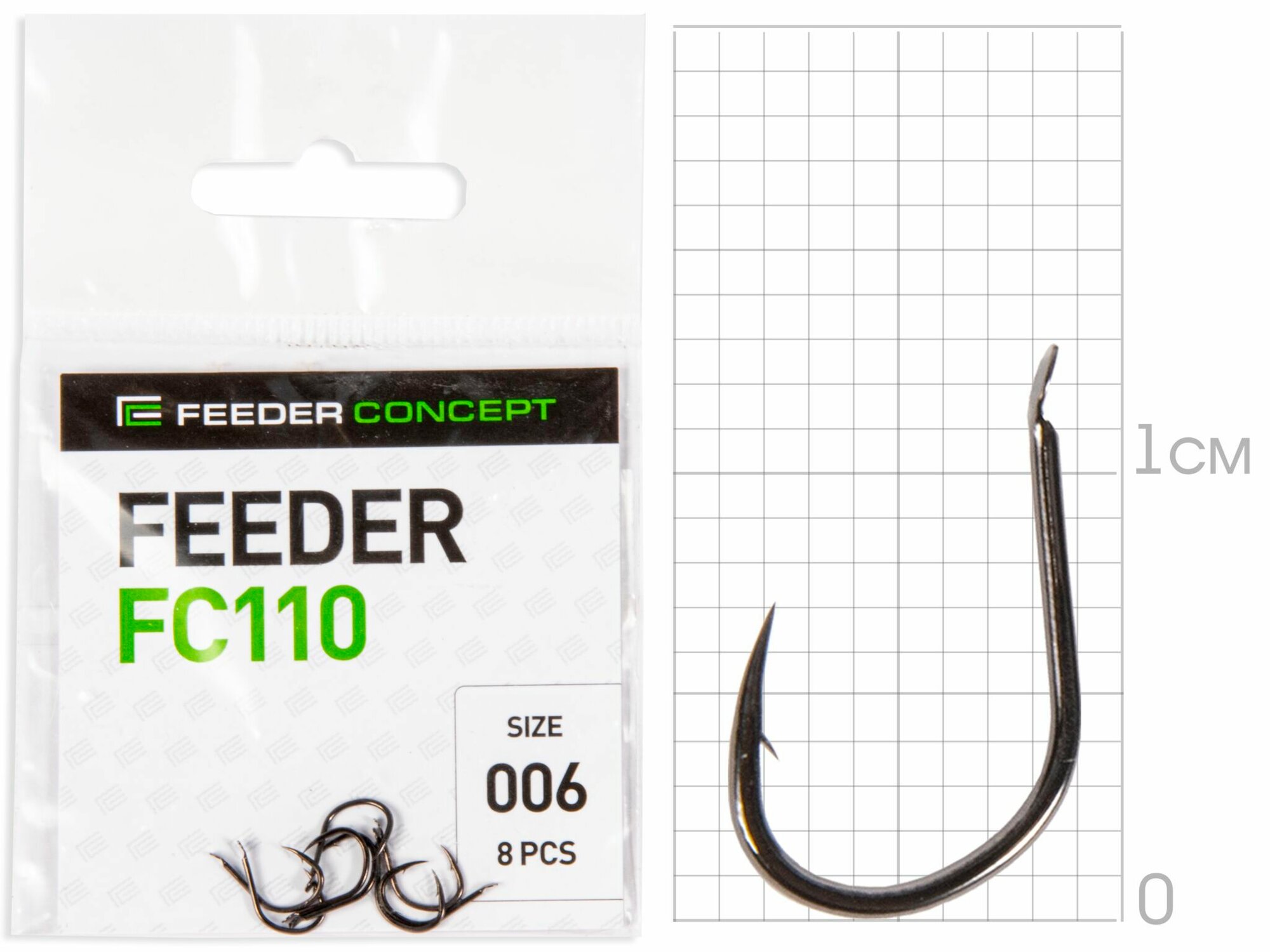 Крючки для рыбалки одноподдевные металлические набор на щуку и сома, FC FEEDER сер. FC110 разм.006 8шт. по 5 упак, снасти карповые летние