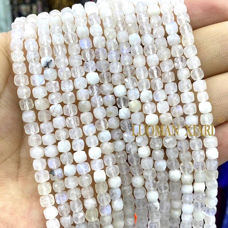 Синий лунный камень бусины LUOMAN XIARI 4-5 мм Белый, 4-5mm 39-41pcs, Blue moonstone
