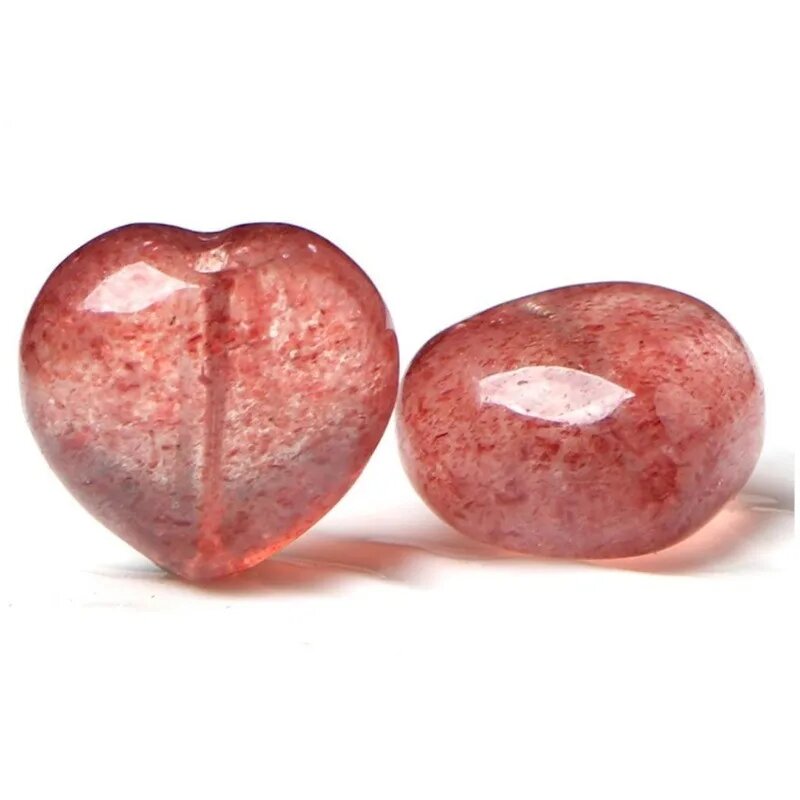 Натуральный клубничный кварц сердце бусина