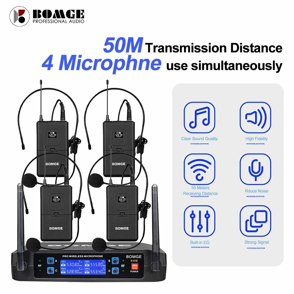 BOMGE Микрофон для живого вокала V-410 4BODYPACK, черный матовый