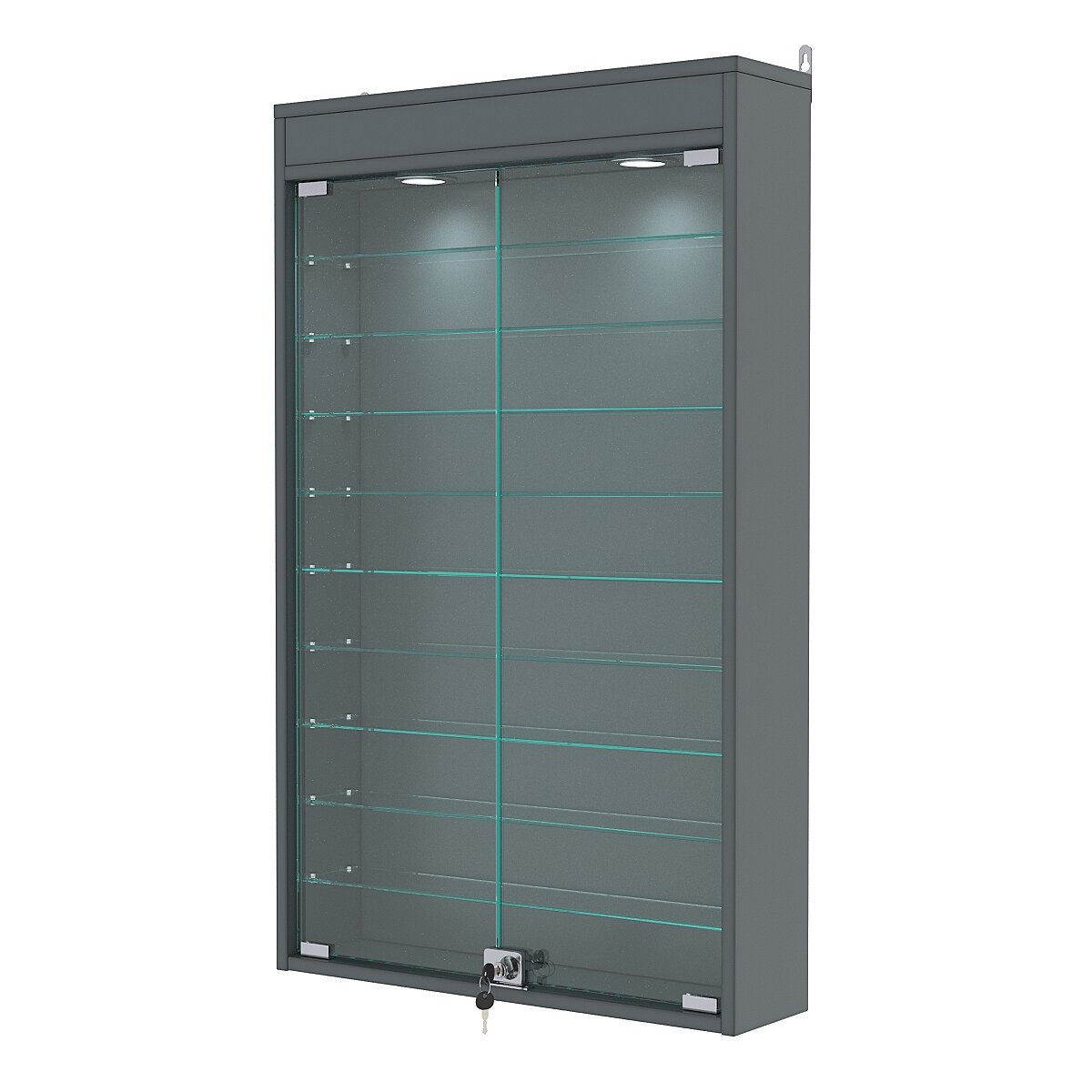 Витрина настенная №2-7А с подсветкой, Темно-Серый. Производитель товара - компания Westcom.