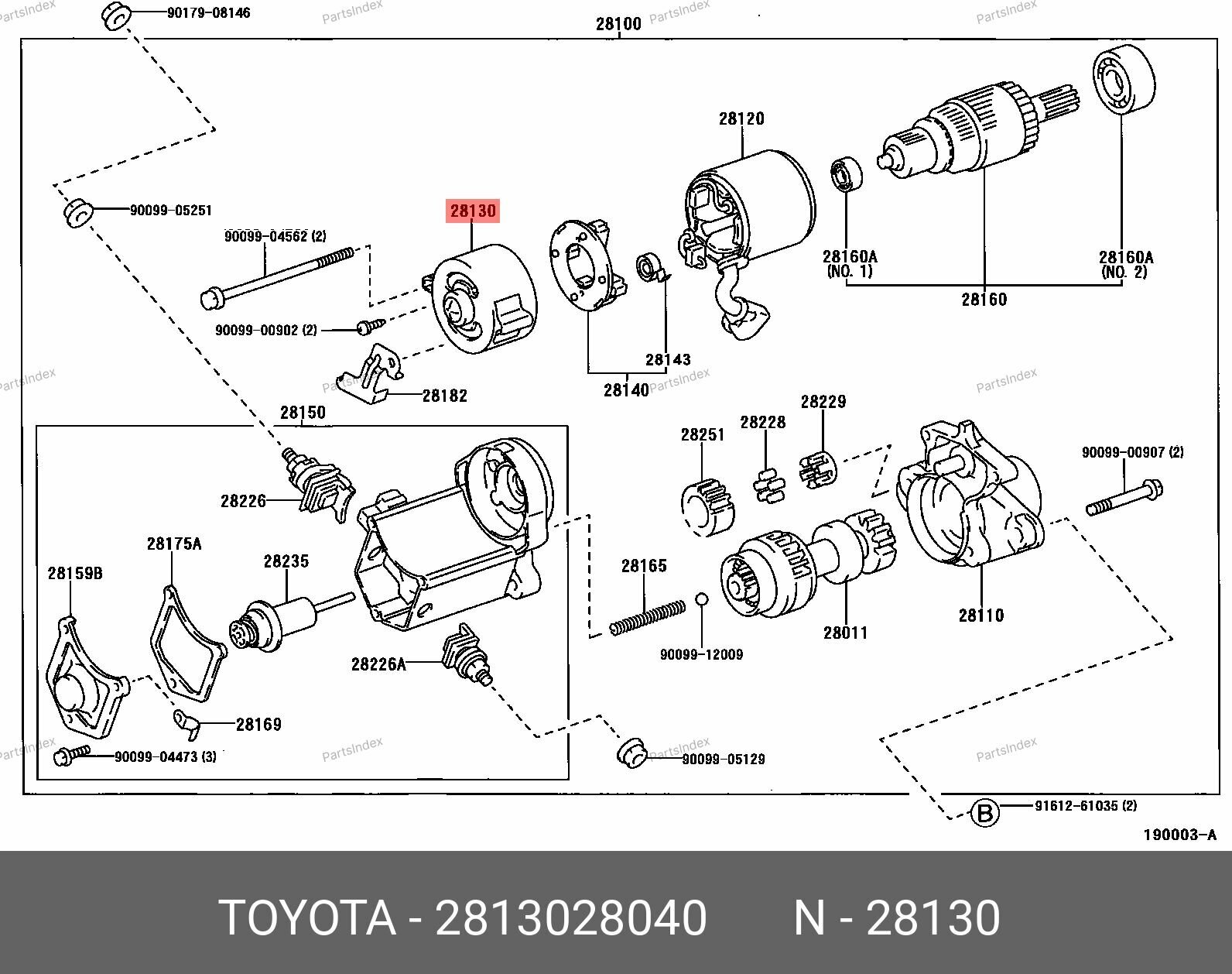 Щетки стартера TOYOTA 2813028040