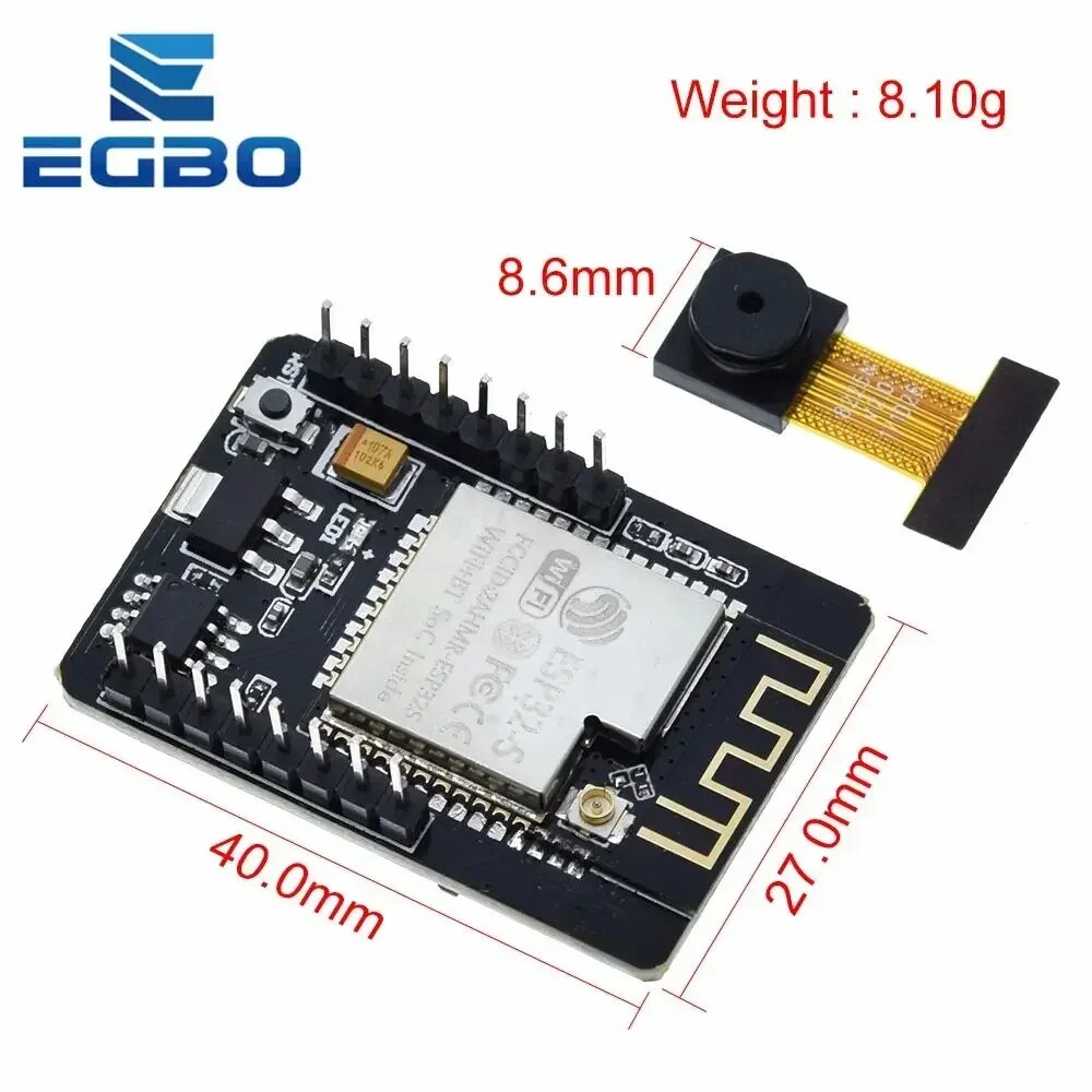 Плата разработки ESP32 с модулем камеры OV2640 2MP для Arduino, деталь EGBO, Wi-Fi + Bluetooth, 1 шт.
