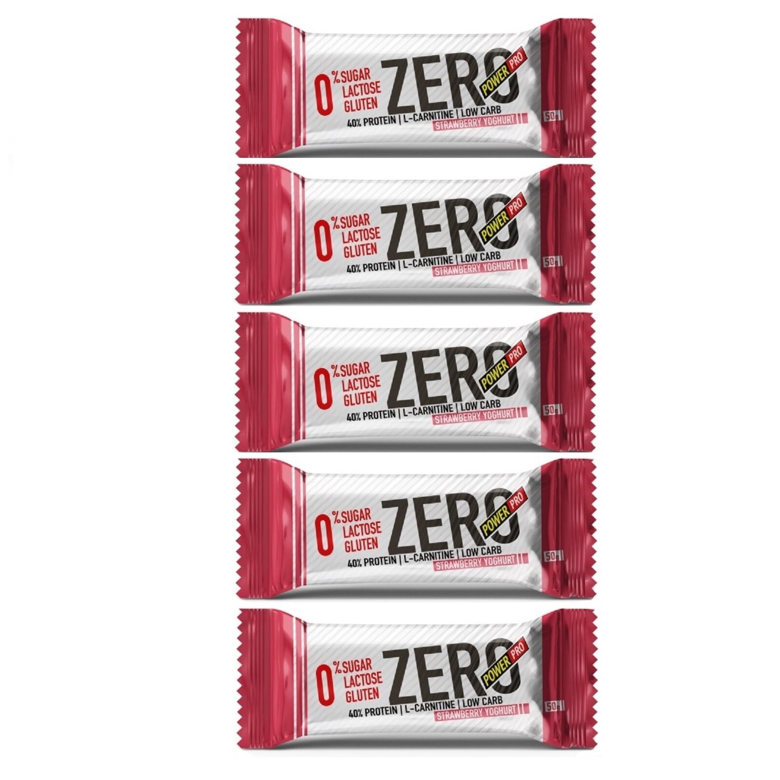 Протеиновый батончик 40% ZERO 5 шт 50 гр (Power Pro) Клубничный йогурт