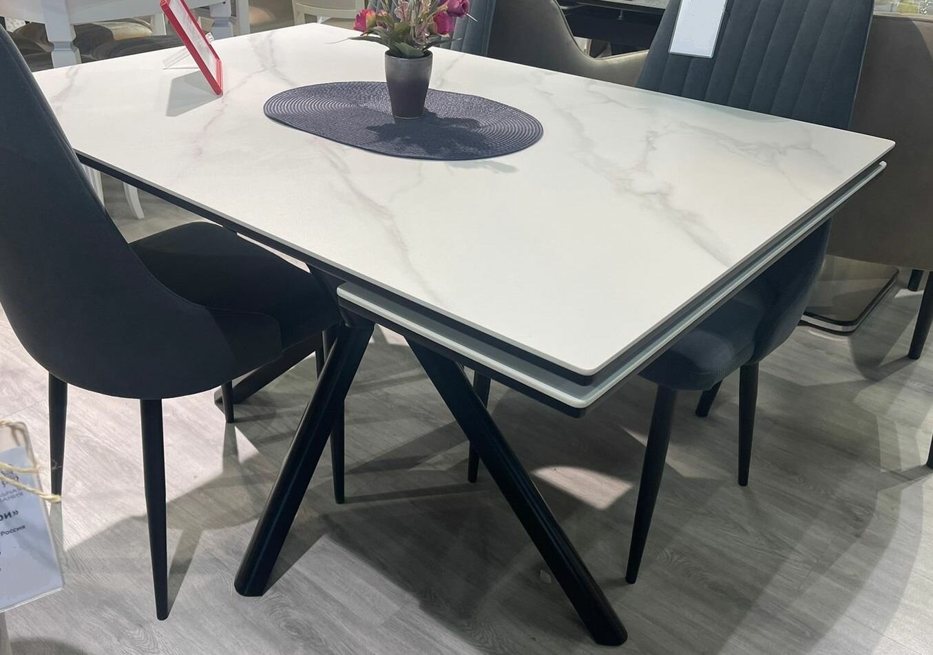 Стол керамогранит "Монако" 1400мм керамогранит К3 на черном основании