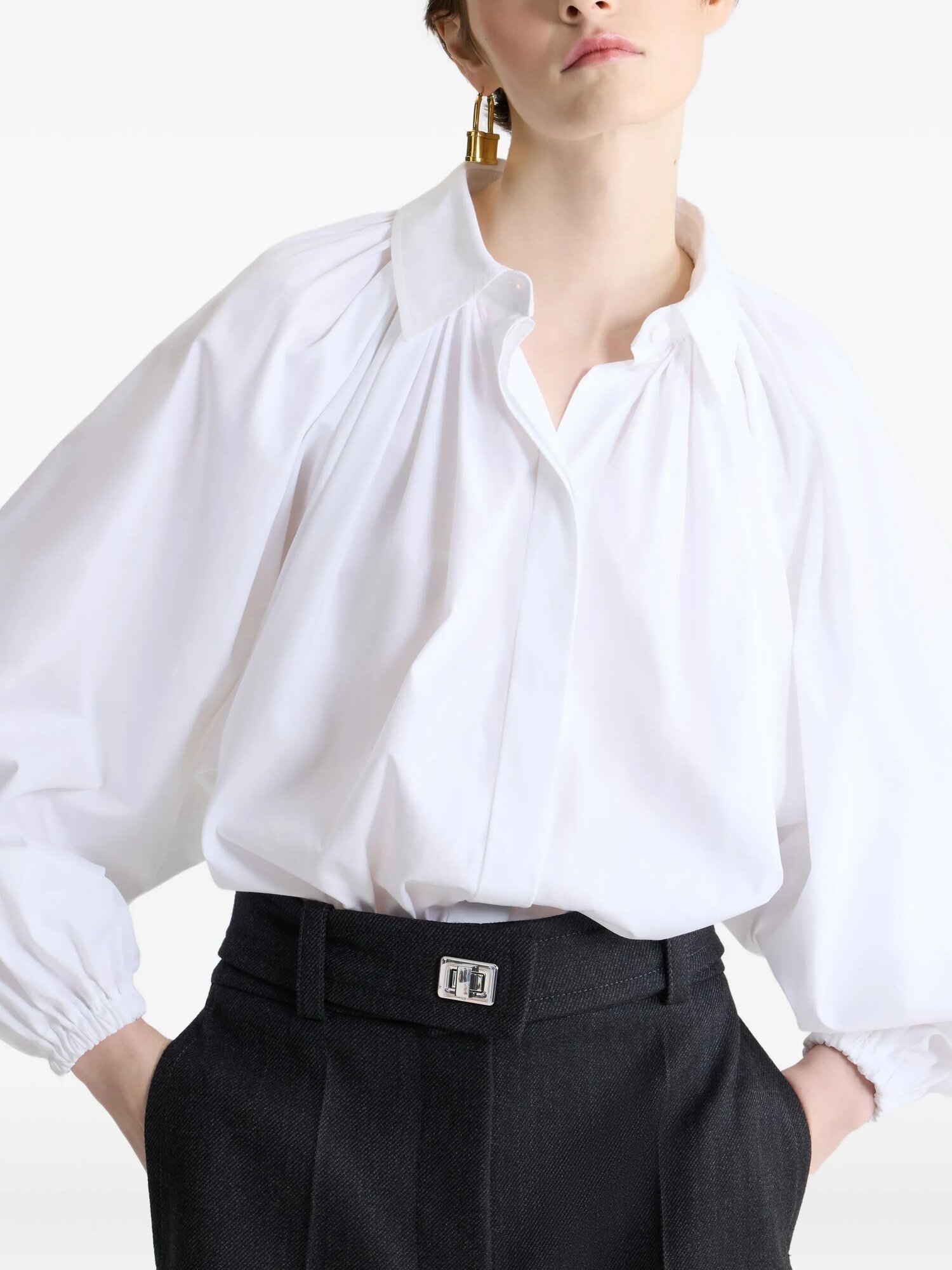 Блуза PATOU Poplin blouse, размер 40, бежевый/белый — фото 1