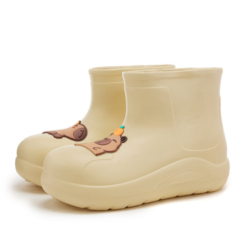 Летние полусапожки, модные и универсальные женские резиновые сапоги средней высоты, износостойкая водонепроницаемая обувь на толстой подошве, легкая и простая обувь для работы на кухне и на улицеРазмер обуви. EU:41-42