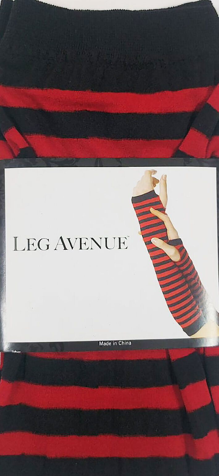 Перчатки-митенки без пальцев от Leg Avenue в полоску, черно-красный