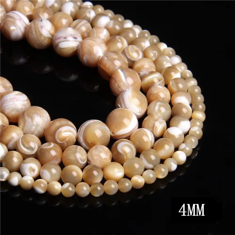 Бусины из ракушек RISYF белые 15 дюймов Белый, 38 Round 4mm