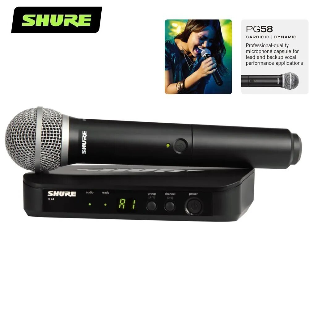 Микрофон Shure PG 58/BLX 24 , для вокала, интервью, караоке, динамический