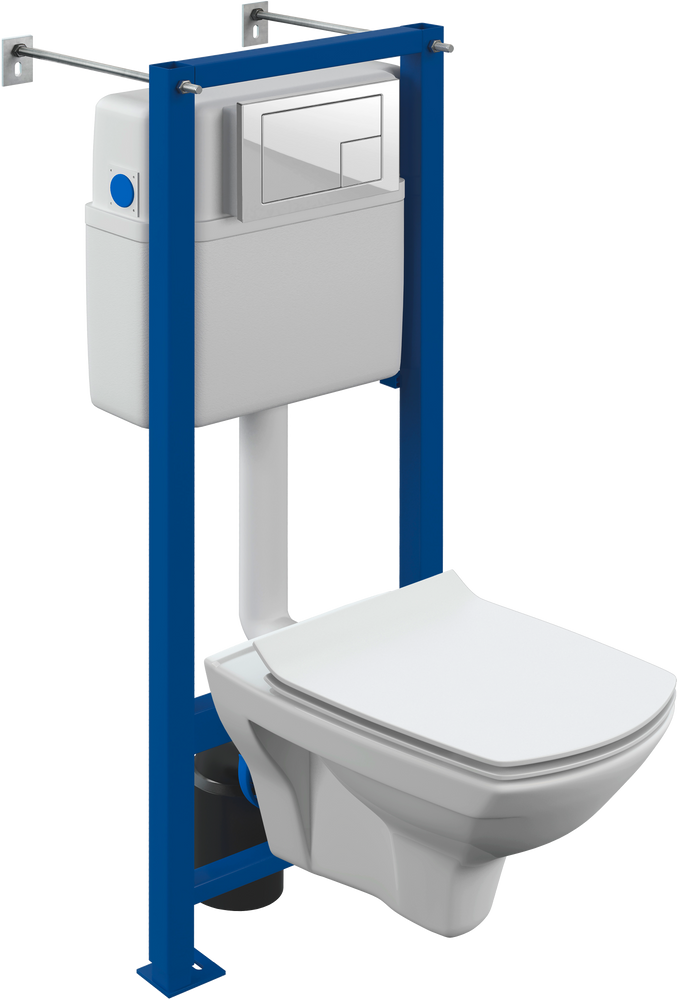 Комплект Cersanit Carina кнопка смыва белая, микролифт