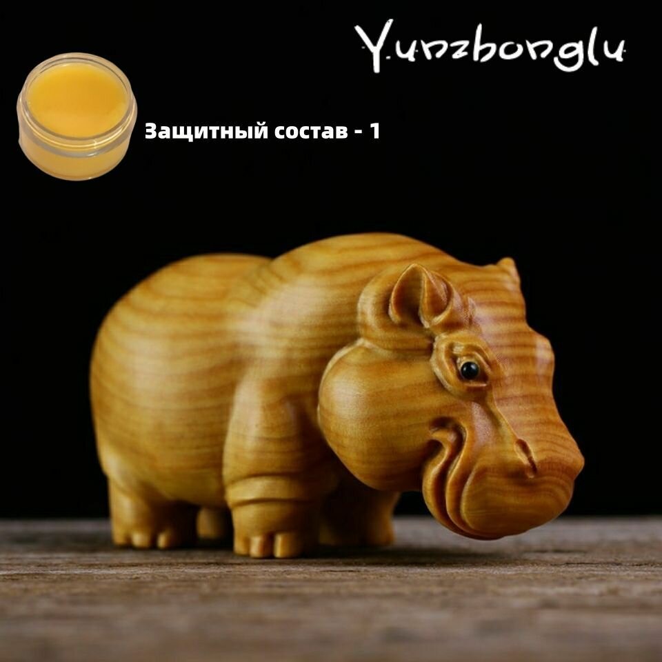 Yunzhonglu Резьба из ябланика, экспонаты, слон, носорог, бегемот. В комплект входит защитный состав.