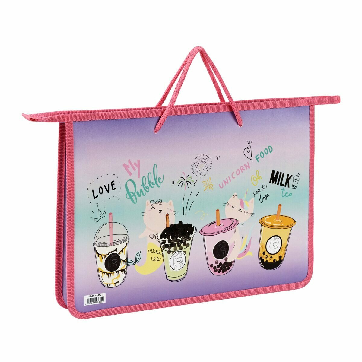 Папка с ручками А4 ArtSpace Bubbles, пластик, на молнии, 45мм, ПТ-15_49839/350266