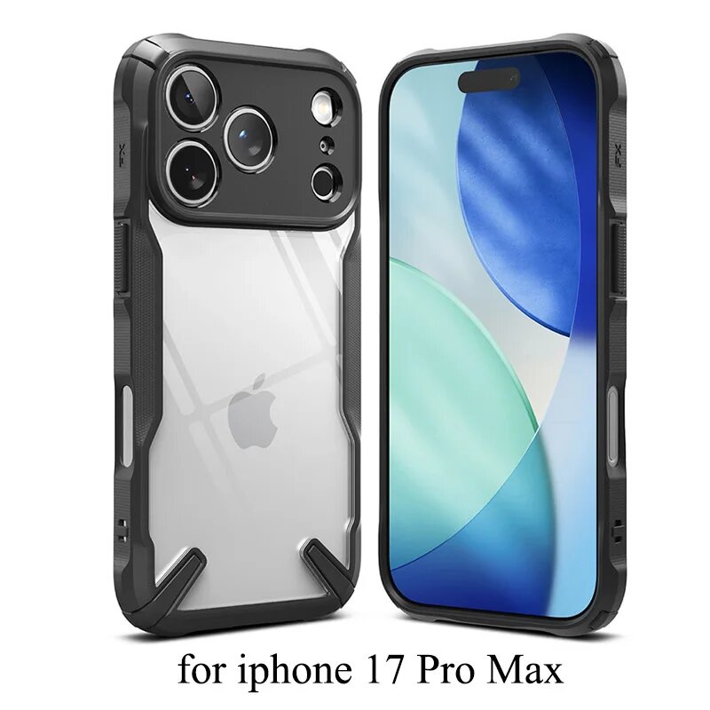 Ringke Fusion-X, совместимый с iPhone 17 Pro Max (2025), чехол с мягкой рамкой из ТПУ, прозрачная жесткая задняя крышка из ПК, гибридная крышка Black for 17 Pro Max