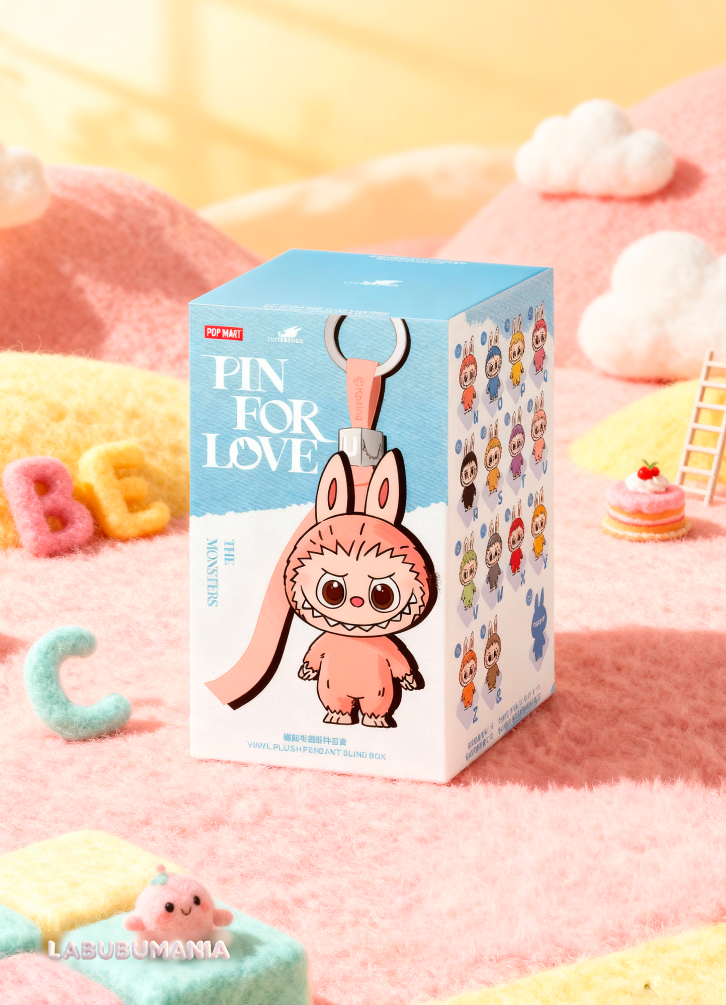 Брелок - игрушка LABUBU 4.0 "BLIND BOX N-Z" (случайная буква, цвет), оригинал, коллекция «Pin for love»