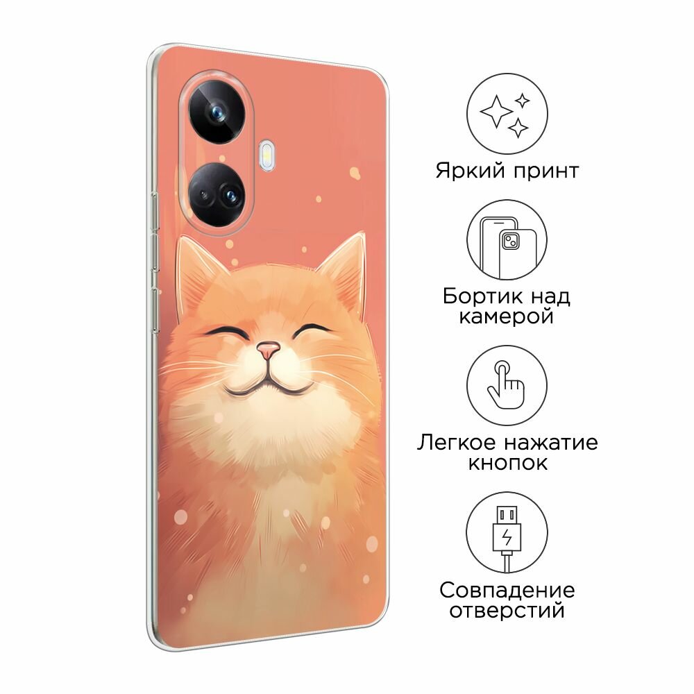 Чехол на Realme 10 Pro+ / Реалми 10 Про+ с принтом "Довольный рыжий котик" — фото 1