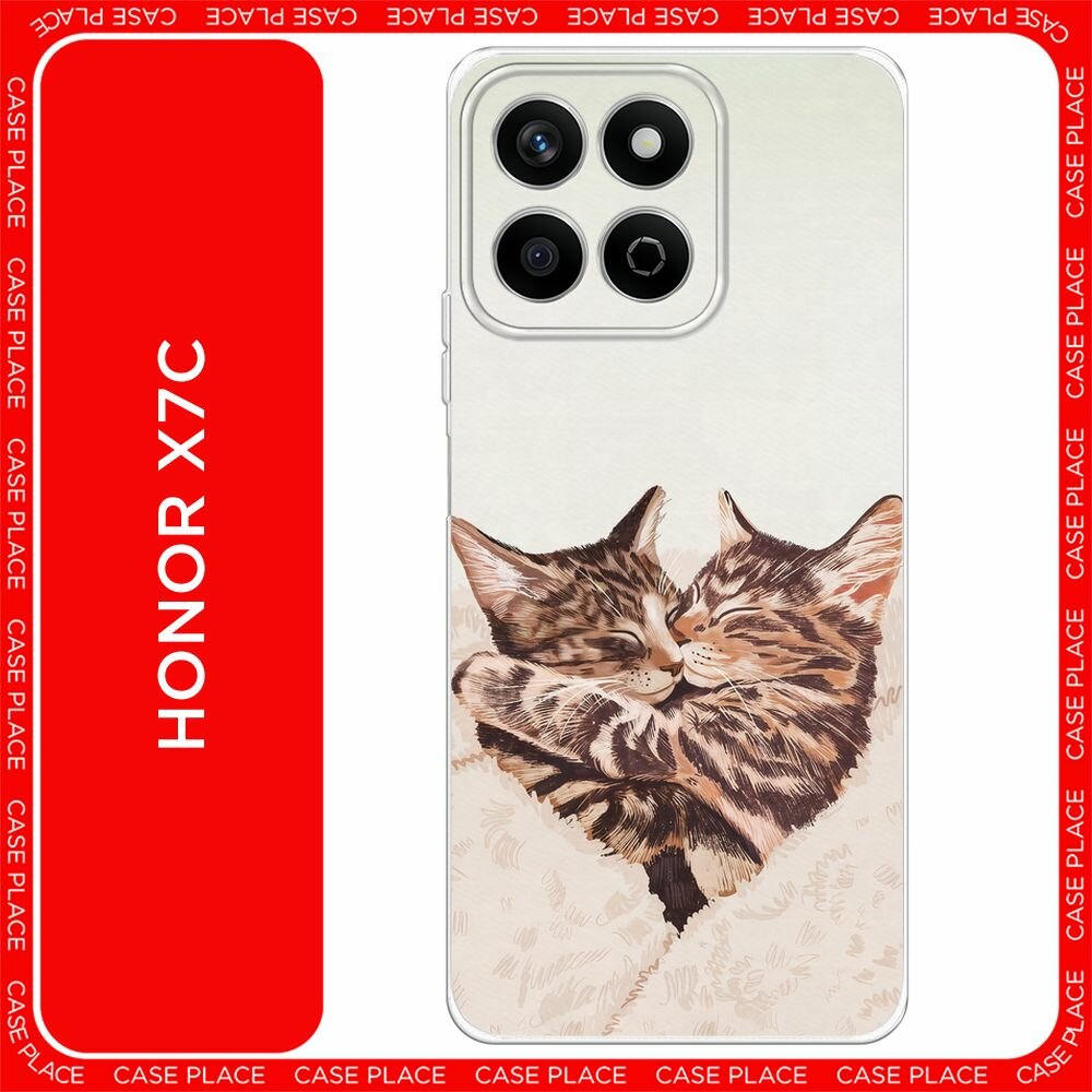 Чехол на Honor X7c / Хонор X7c с принтом "Влюбленные котейки - 14 февраля"