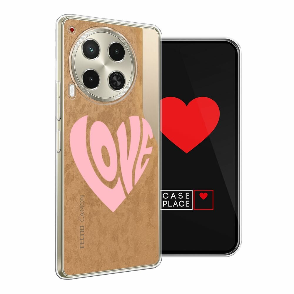 Чехол на Tecno Camon 30 4G / Текно Камон 30 4G с принтом "Love heart 3 - 14 февраля", прозрачный — фото 1